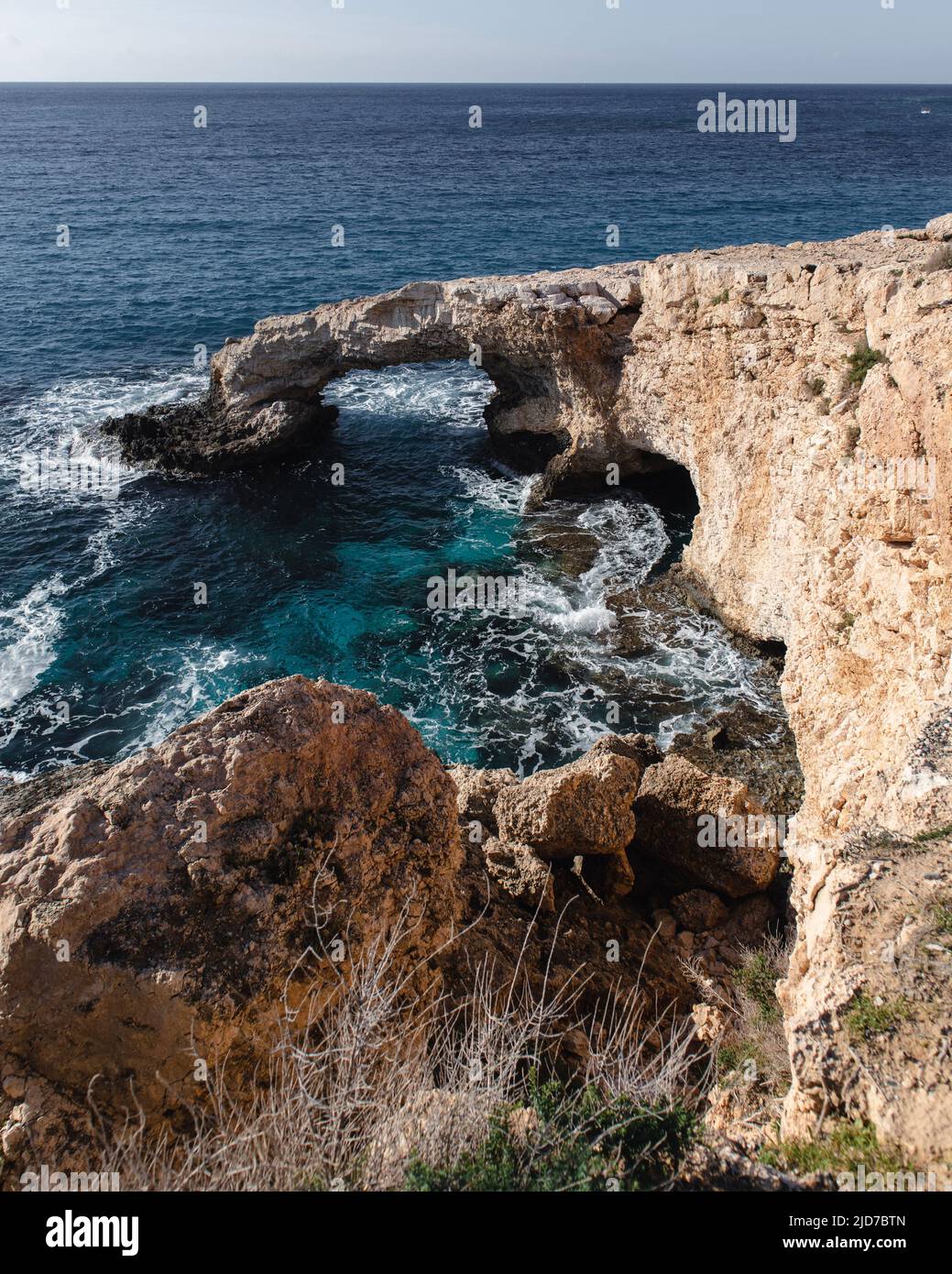 Beautiful seascape with sea cave arch love bridge in Ayia Napa, Cyprus ...