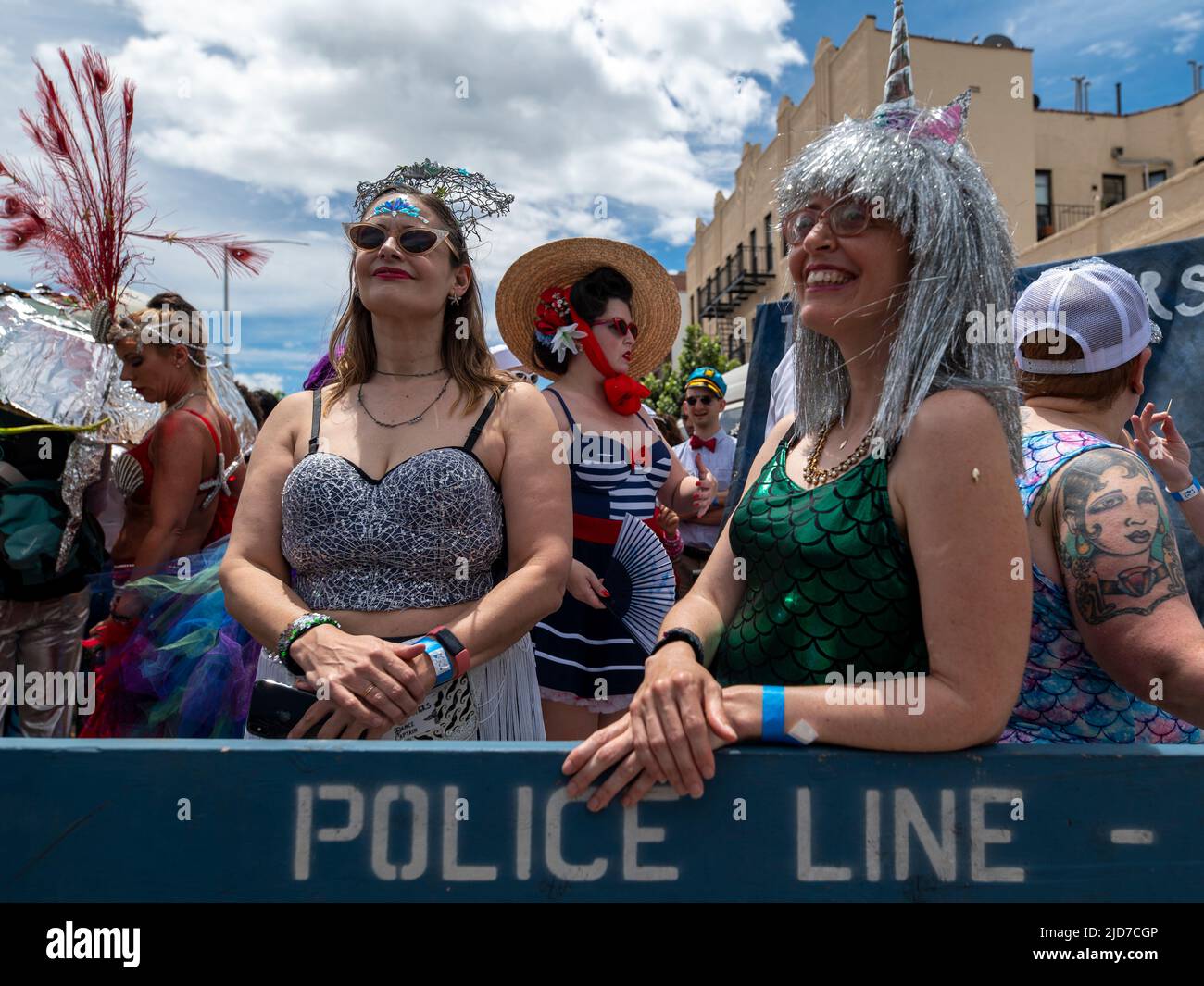 Coney Island, United States. 18th June, 2022. Women dressed as mermaid ...