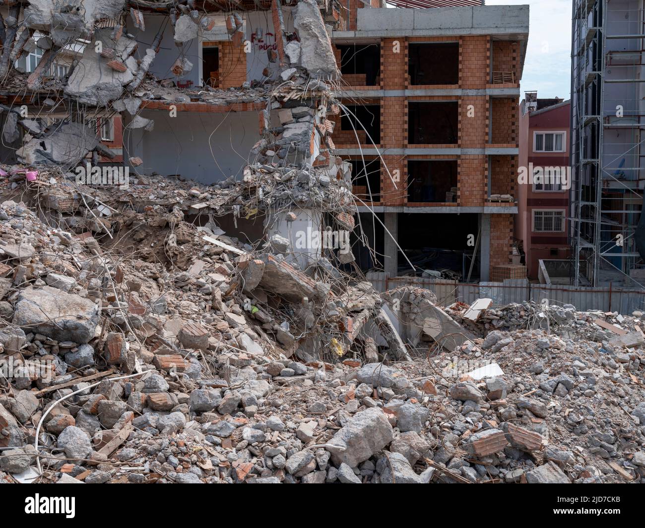 Demolition of old building. Front view Stock Photo - Alamy