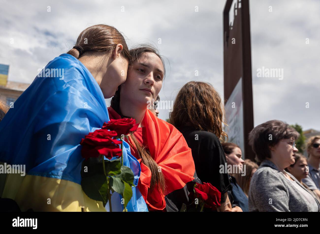 Woman cries during a farewell ceremony of the famous activist and ...