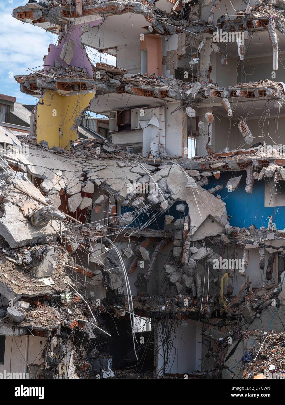 Demolition of old building. Front view Stock Photo - Alamy