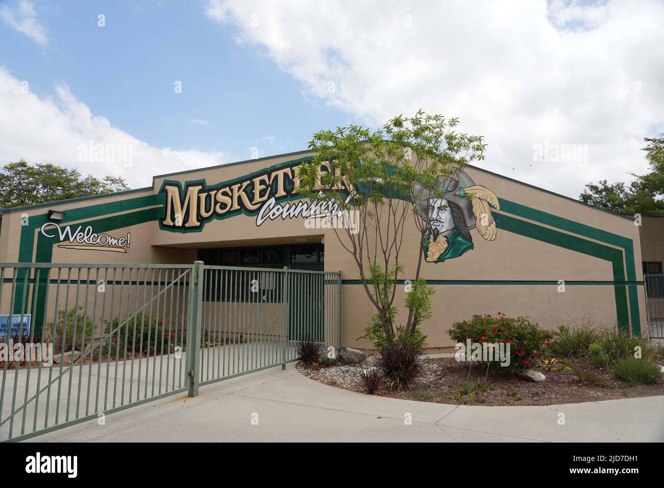 The Moorpark High School administrative building with the words ...