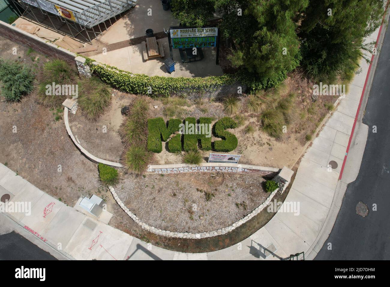 A sign at the entrance to Moorpark High School at 4500 Tierra Rejada ...