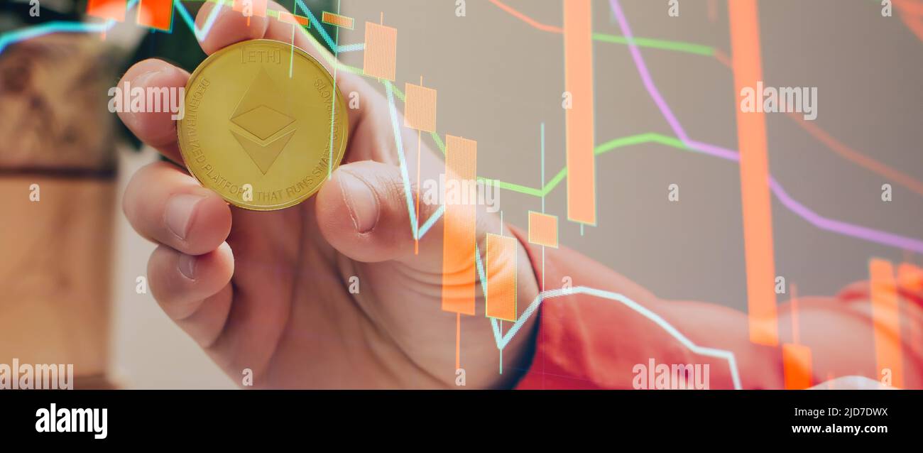 Bitcoins with Candle stick graph chart and digital background. Mining ...