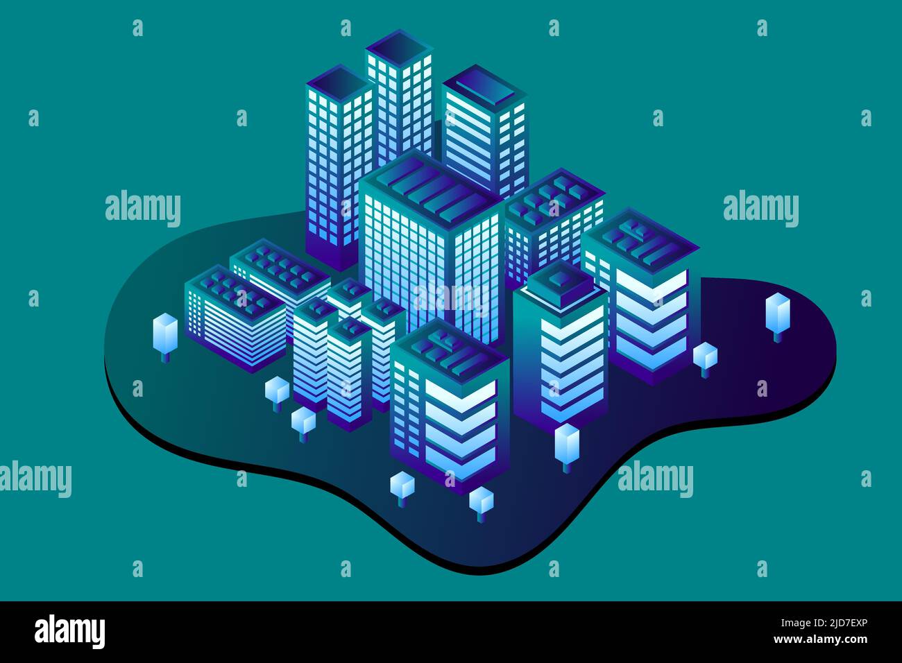 Isometric Future City. Real estate and construction industry concept ...