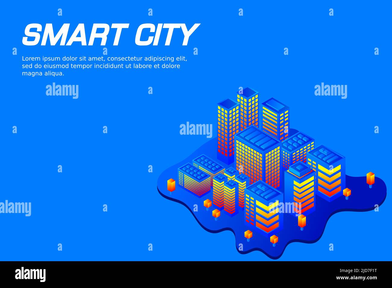 Isometric Future City. Real estate and construction industry concept ...