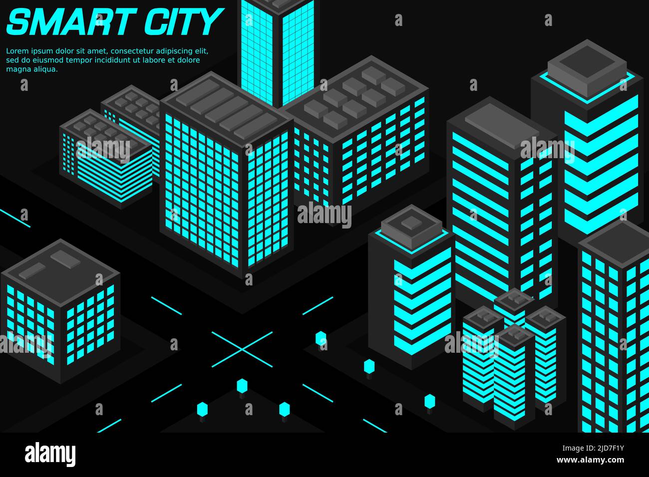 Isometric Future City. Real estate and construction industry concept ...