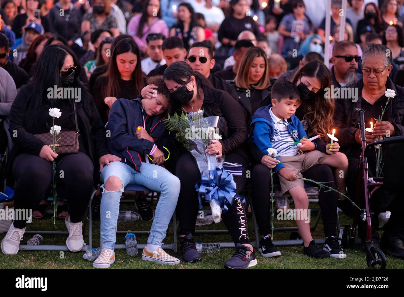 Los Angeles, USA. 18th June, 2022. Family members of fallen El Monte ...