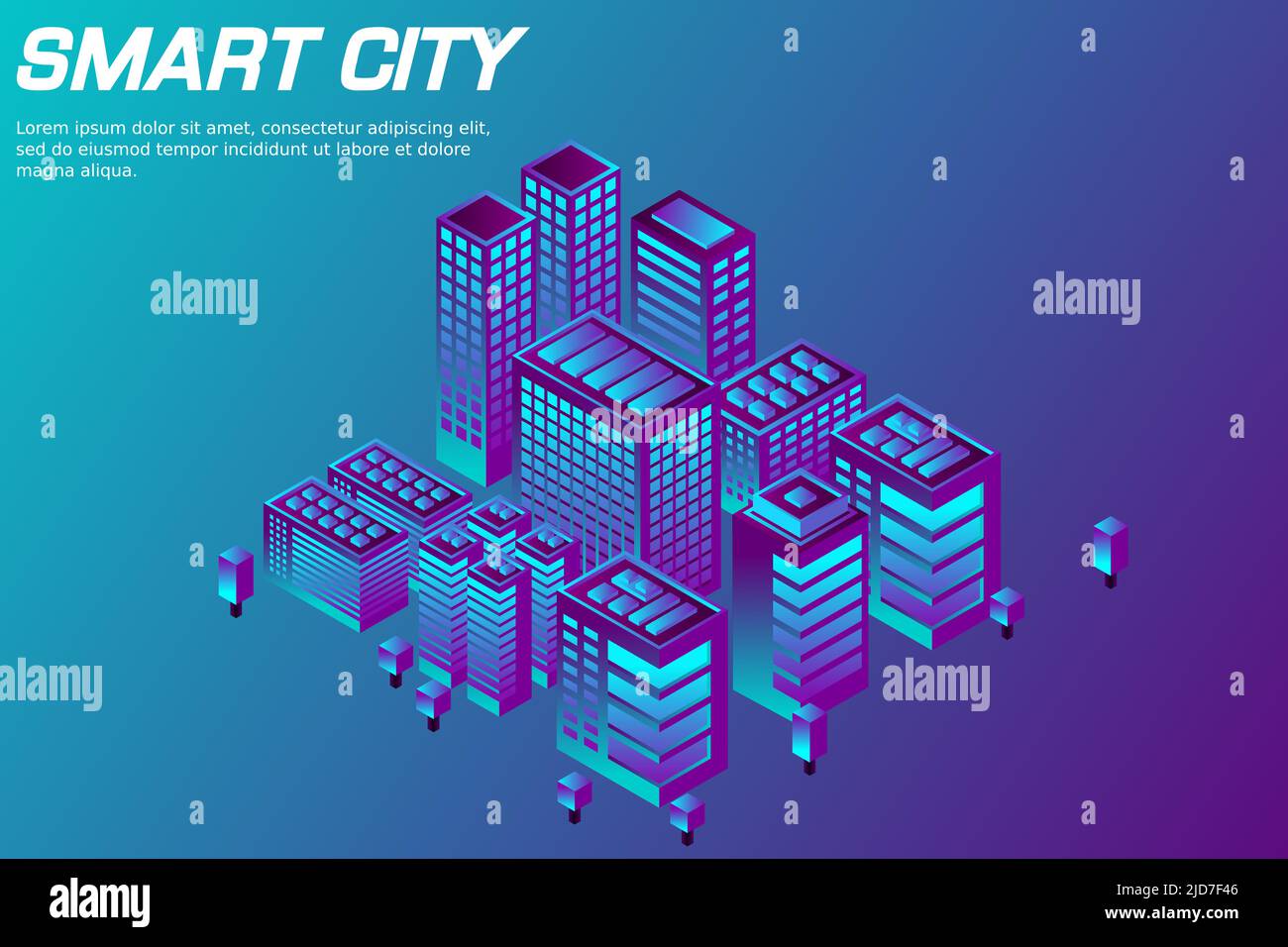 Isometric Future City. Real estate and construction industry concept ...