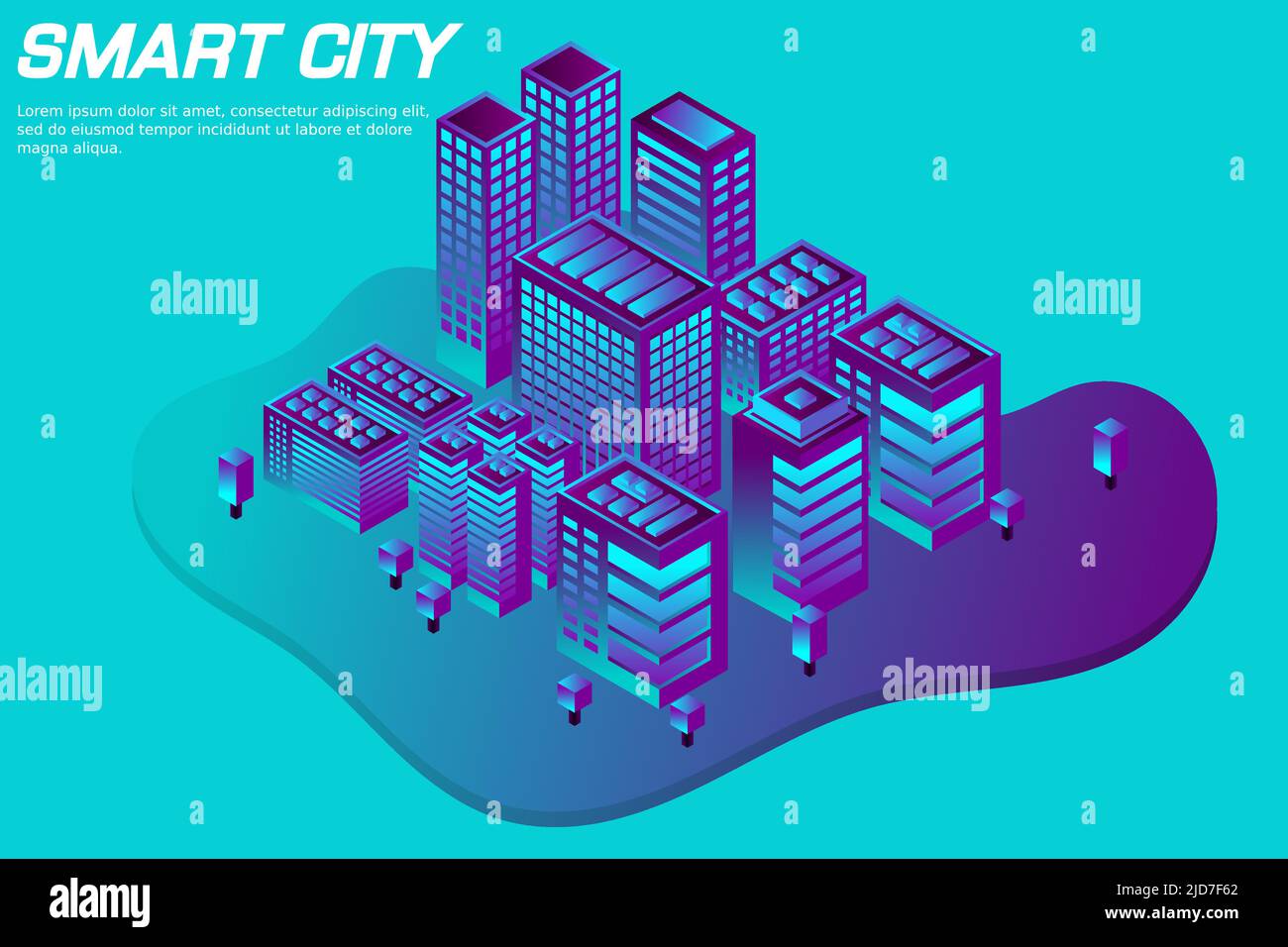 Isometric Future City. Real estate and construction industry concept ...
