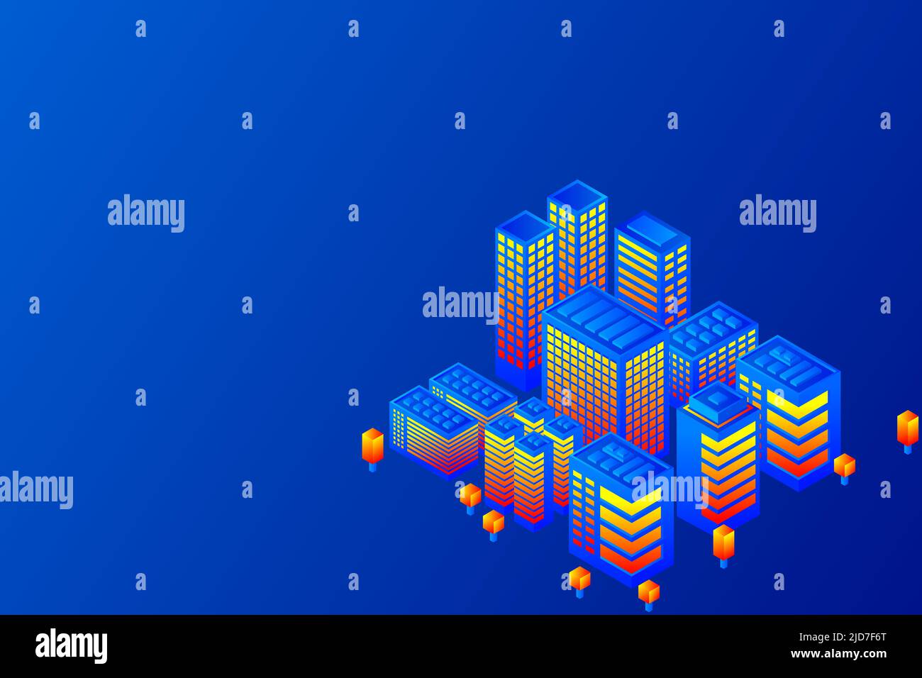 Isometric Future City. Real estate and construction industry concept ...