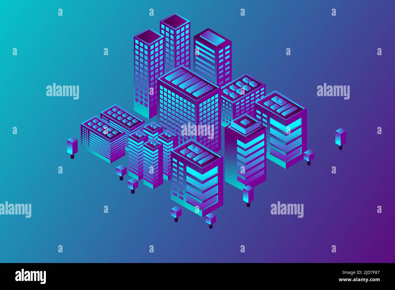 Isometric Future City. Real estate and construction industry concept ...