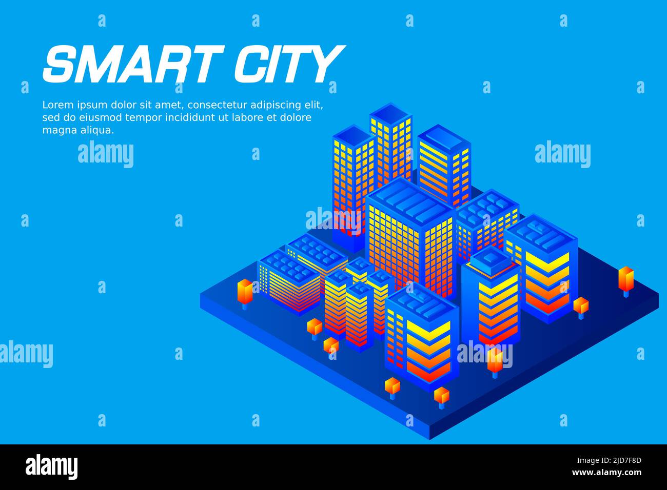 Isometric Future City. Real estate and construction industry concept ...