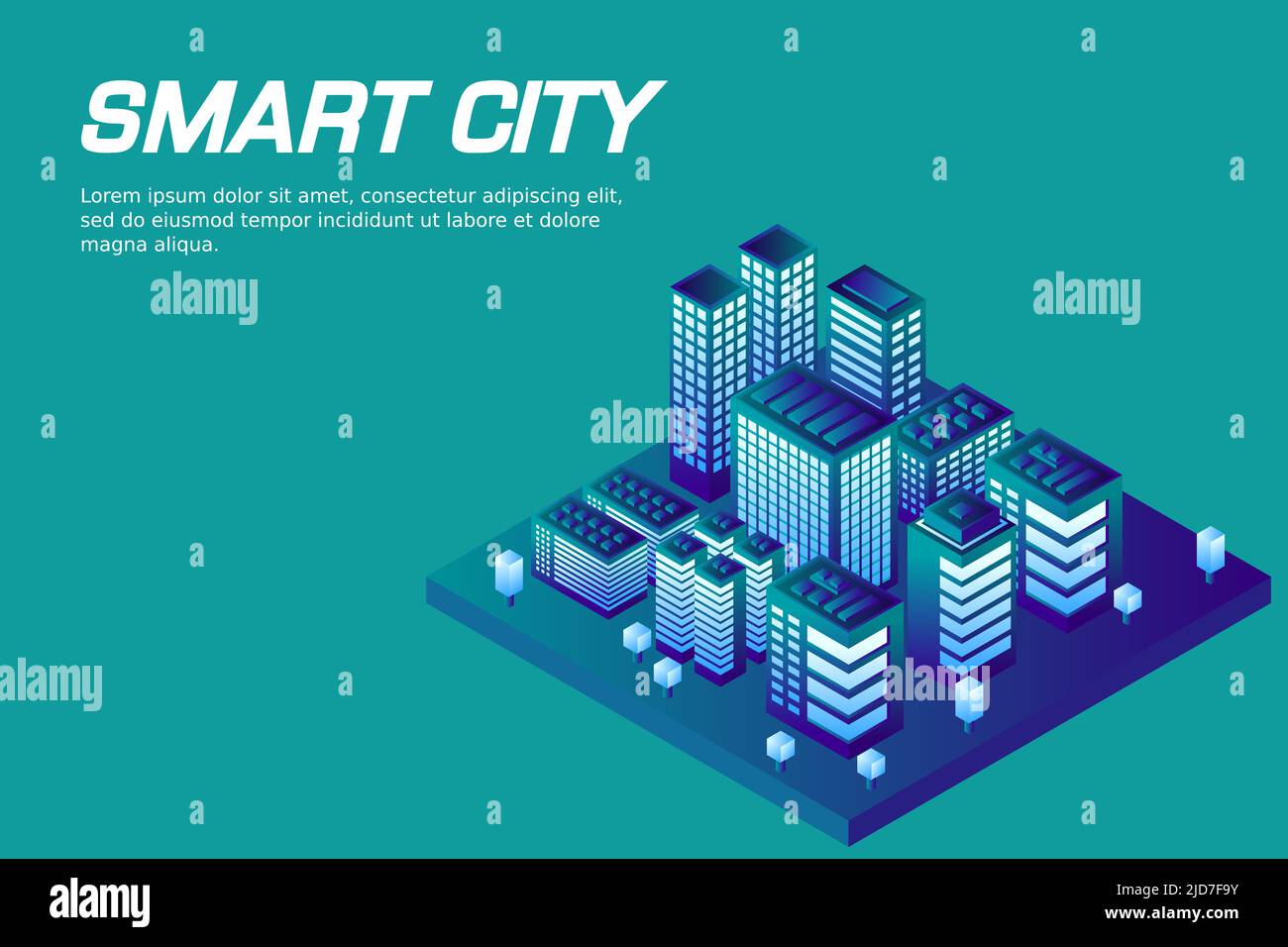 Isometric Future City. Real estate and construction industry concept ...