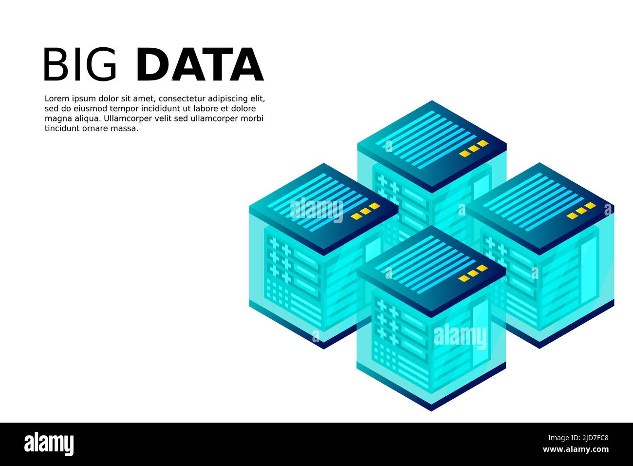 Mainframe, powered server, high technology concept, data center, cloud data storage isometric ...