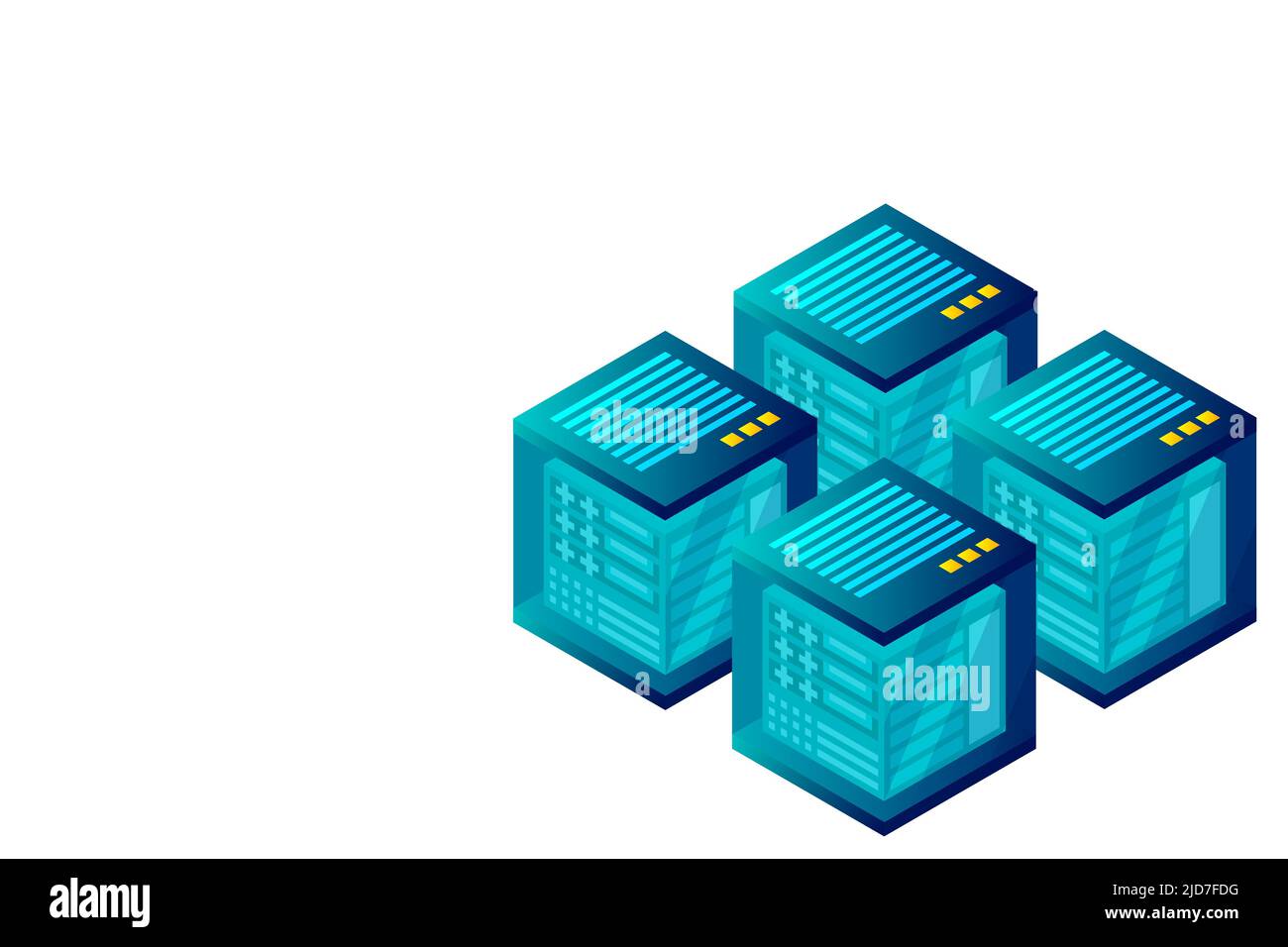 Mainframe, powered server, high technology concept, data center, cloud data storage isometric ...