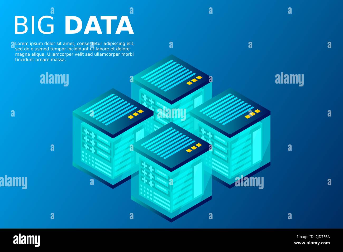 Mainframe, powered server, high technology concept, data center, cloud data storage isometric ...