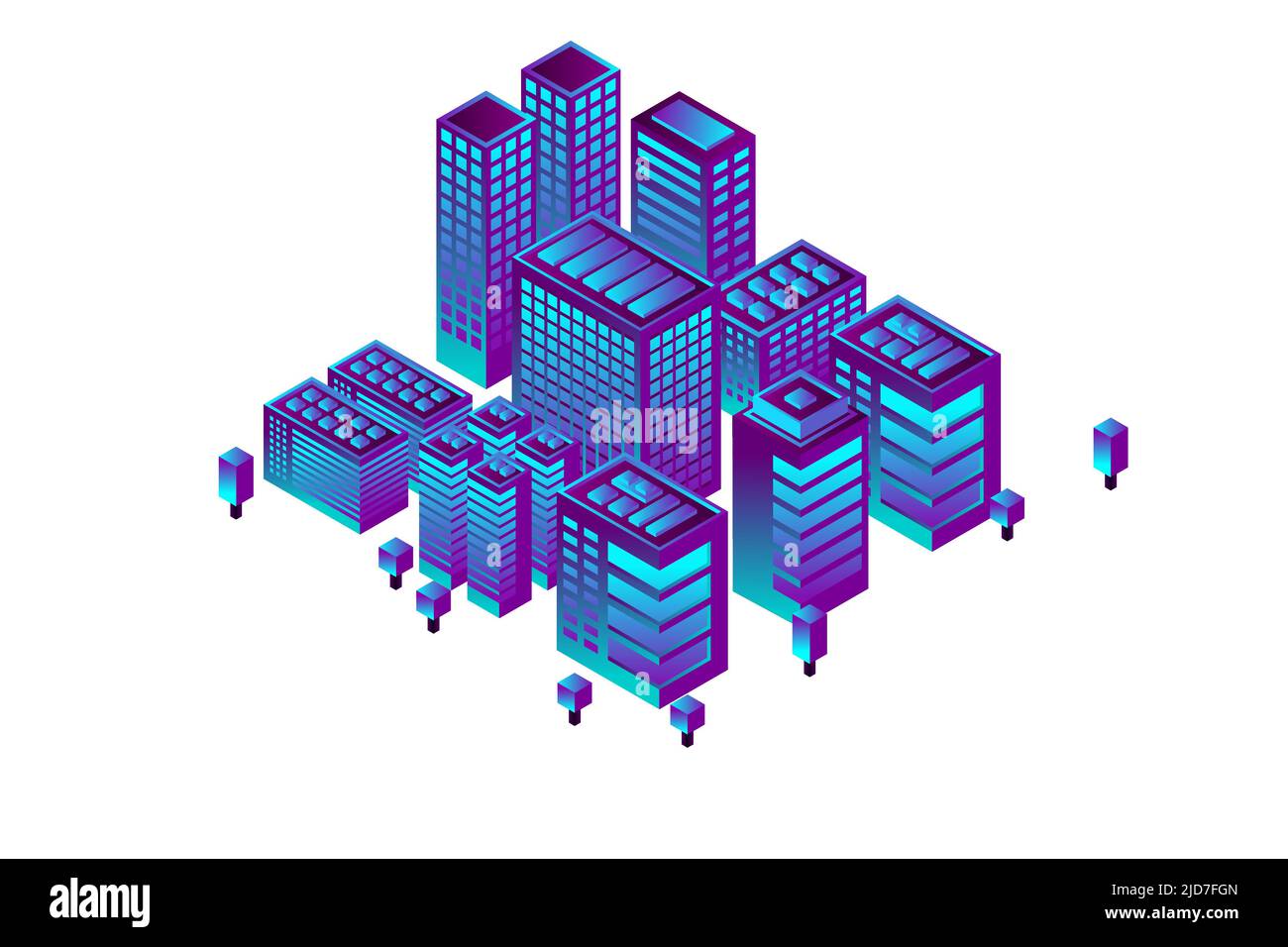 Isometric Future City. Real estate and construction industry concept ...