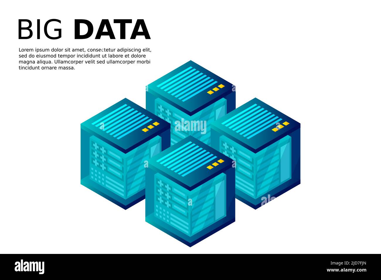 Mainframe, powered server, high technology concept, data center, cloud data storage isometric ...