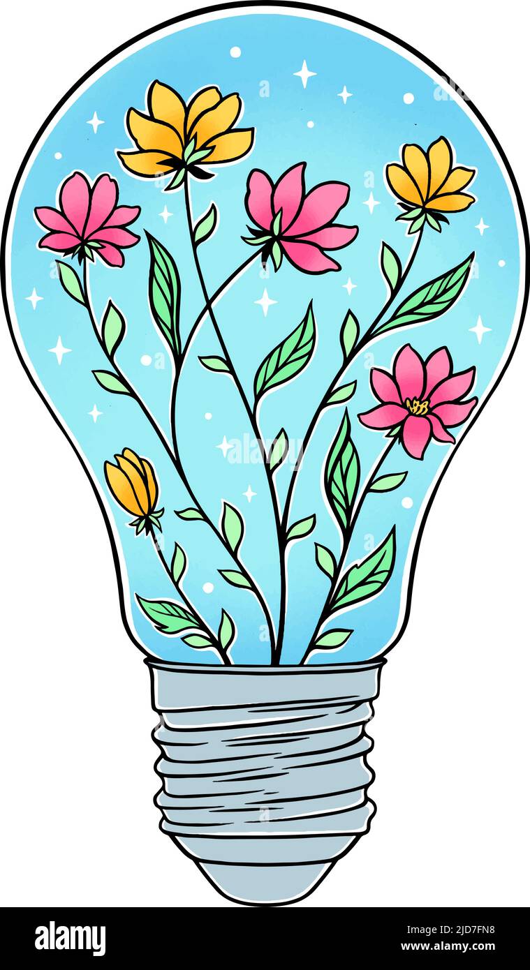 light bulb decorated with flowers. Vector illustration Stock Vector ...