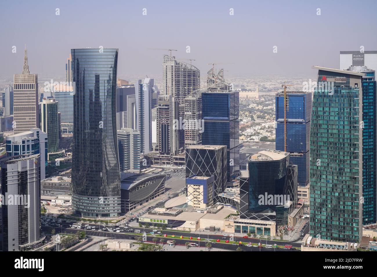 Buildings in West Bay, the business district of Doha, Qatar Stock Photo ...
