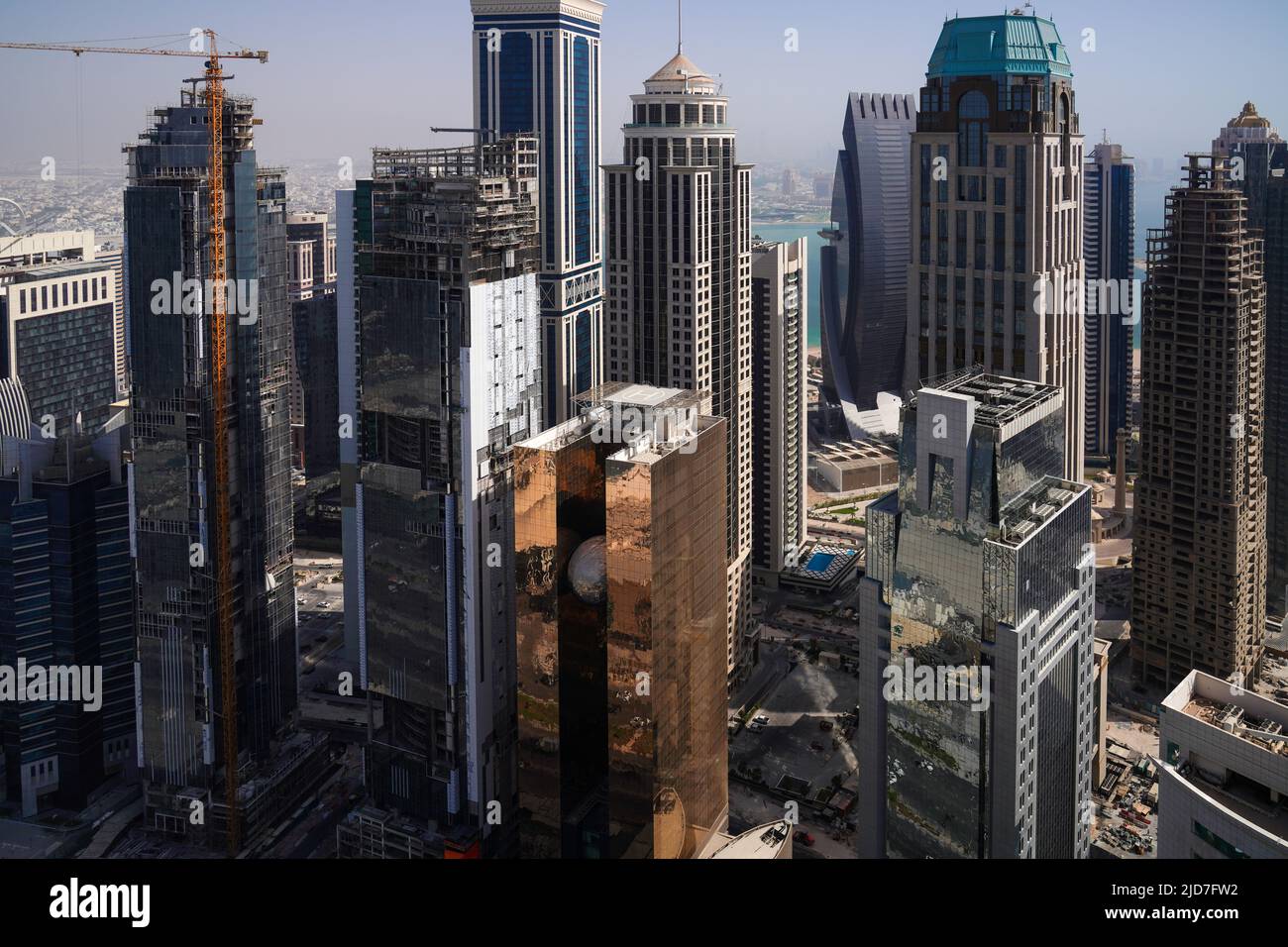 Buildings in West Bay, the business district of Doha, Qatar Stock Photo ...