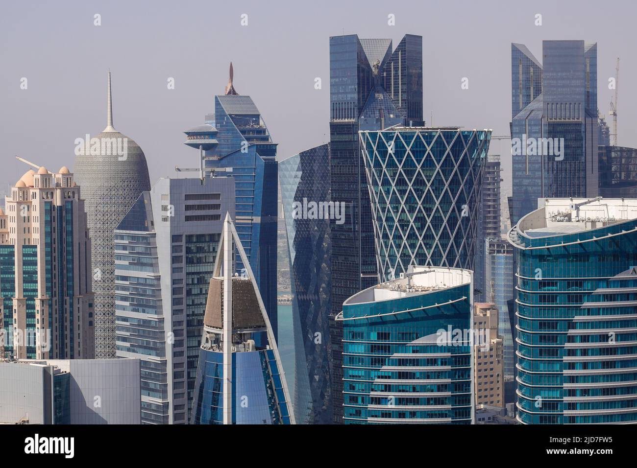 Buildings in West Bay, the business district of Doha, Qatar Stock Photo ...