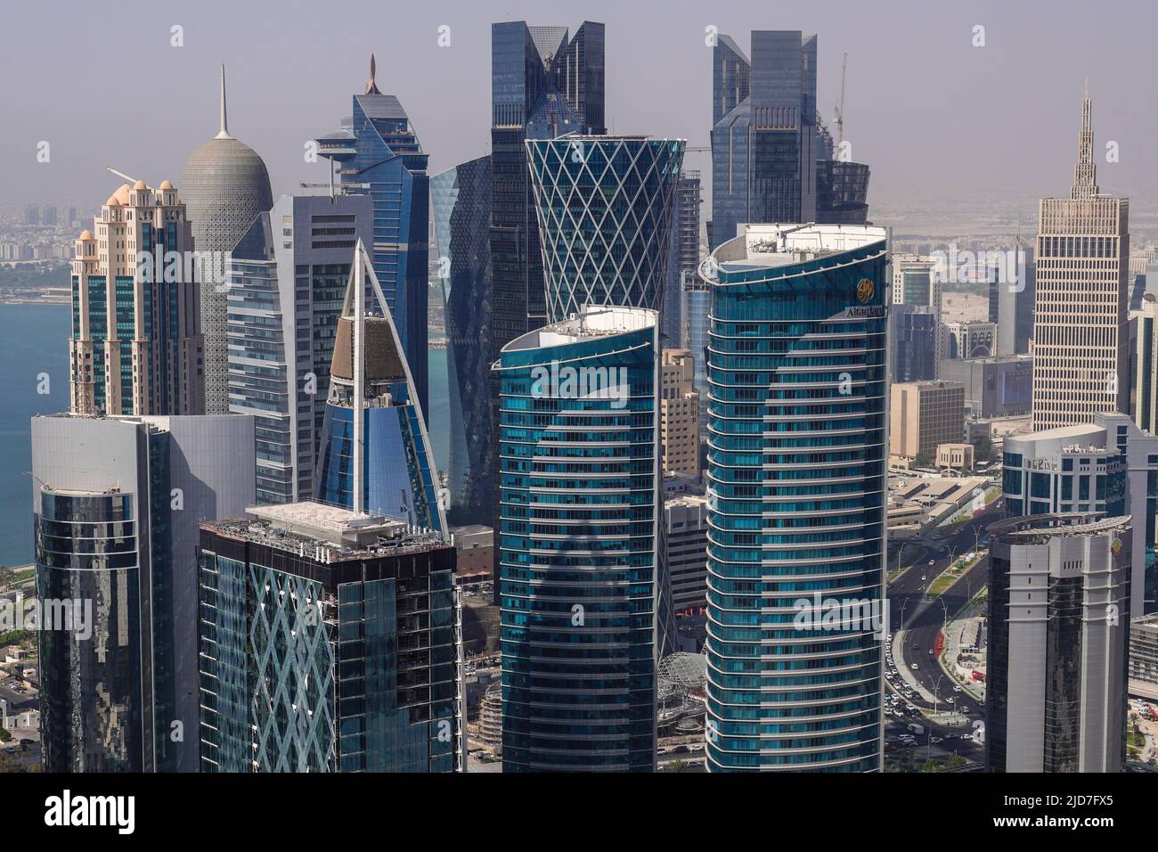 Buildings in West Bay, the business district of Doha, Qatar Stock Photo ...