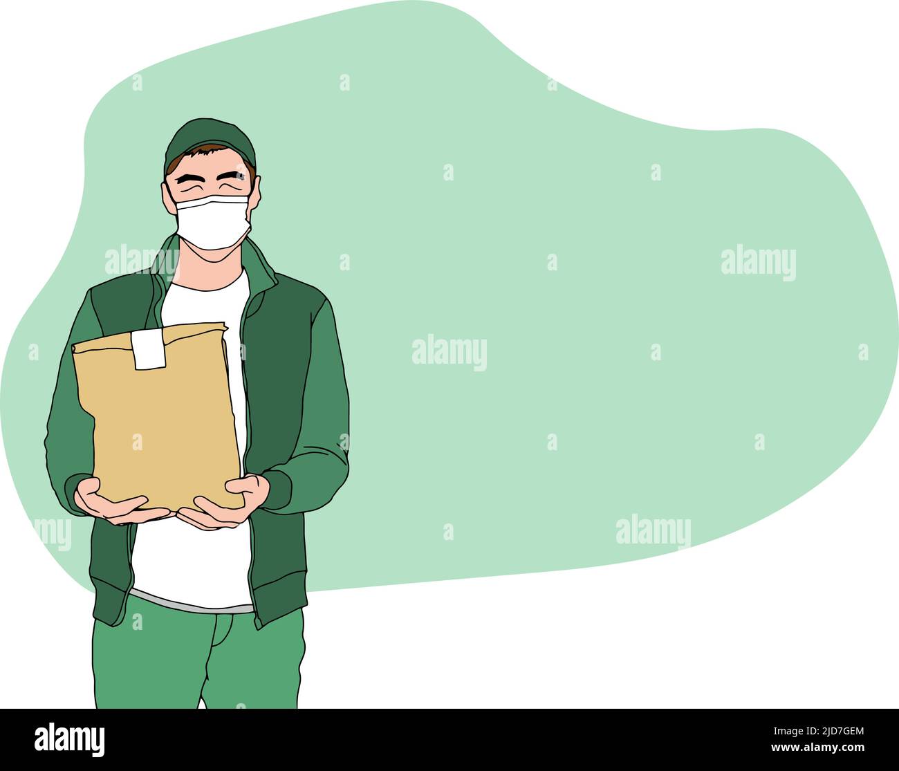 Delivery man with box.Delivery Services. Flat design modern vector ...