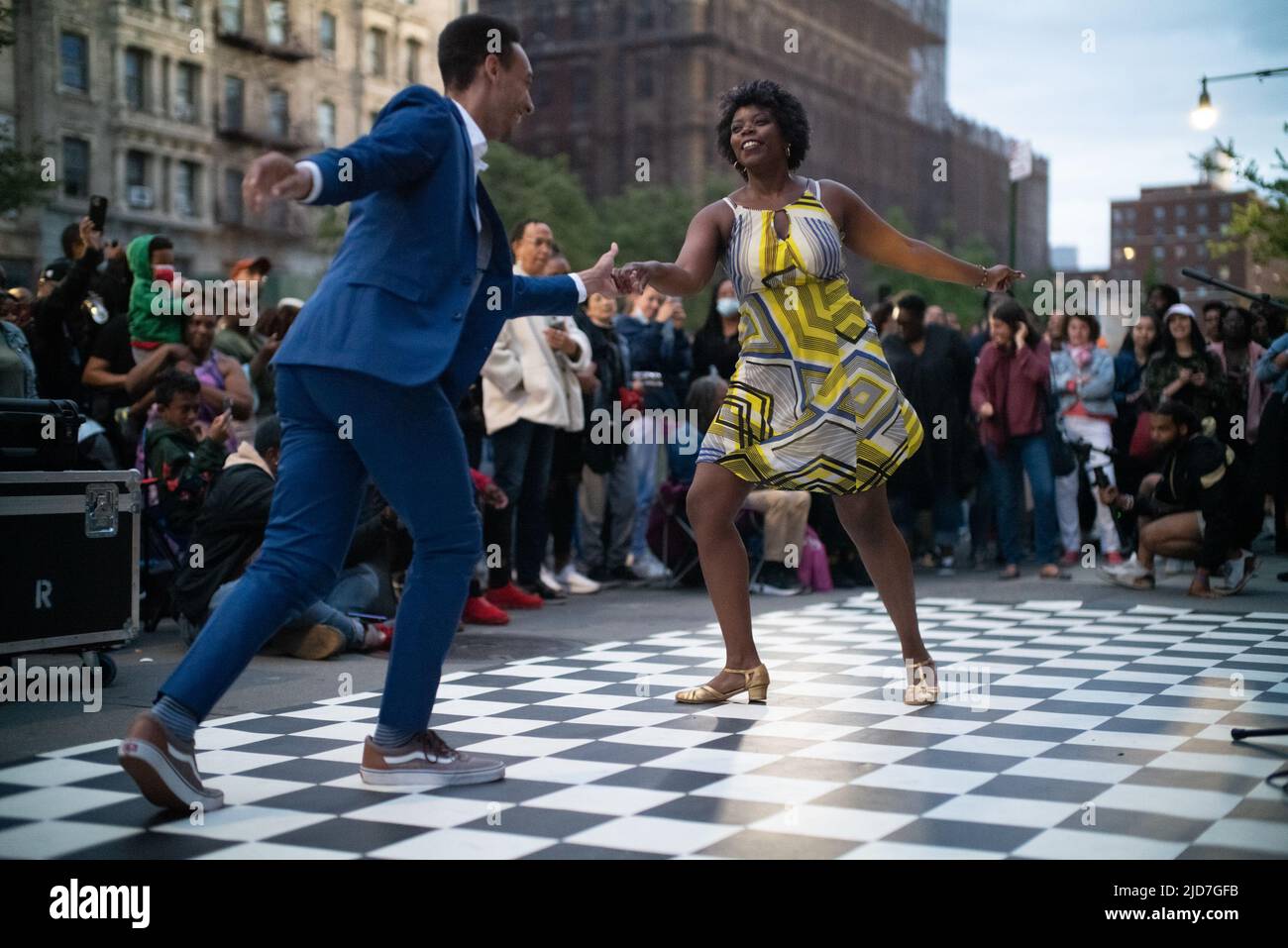 New York, New York, USA. 18th June, 2022. Dancers from the SoapBox Presents Stoop Sessions dance ...