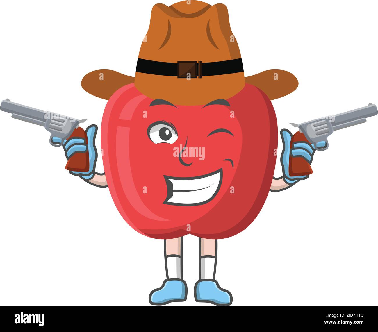 Apple cowboy gun design character, design vector illustrator, character ...