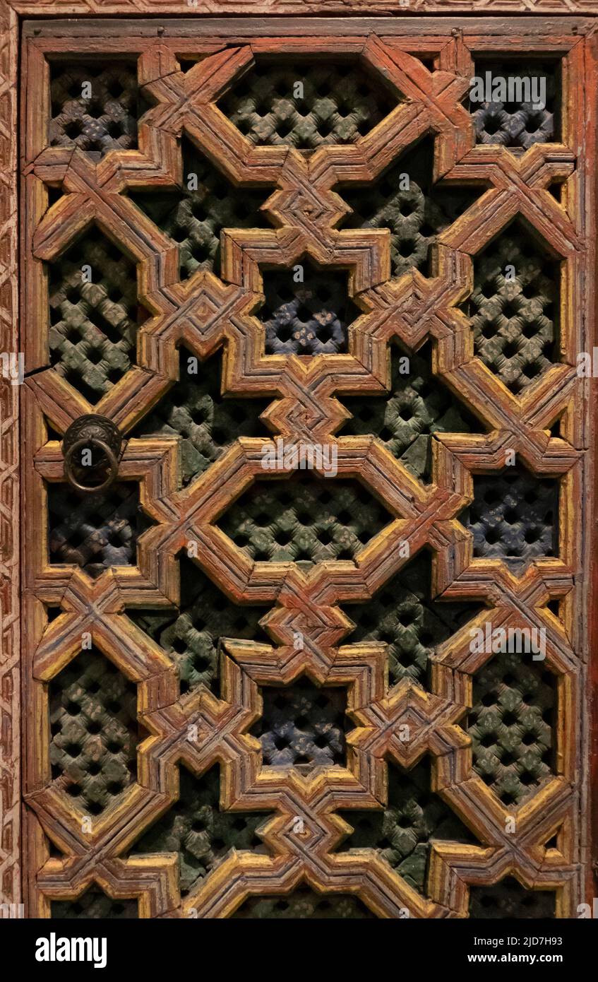 An Arabic style window made of wood with arabesque design. Morocco ...