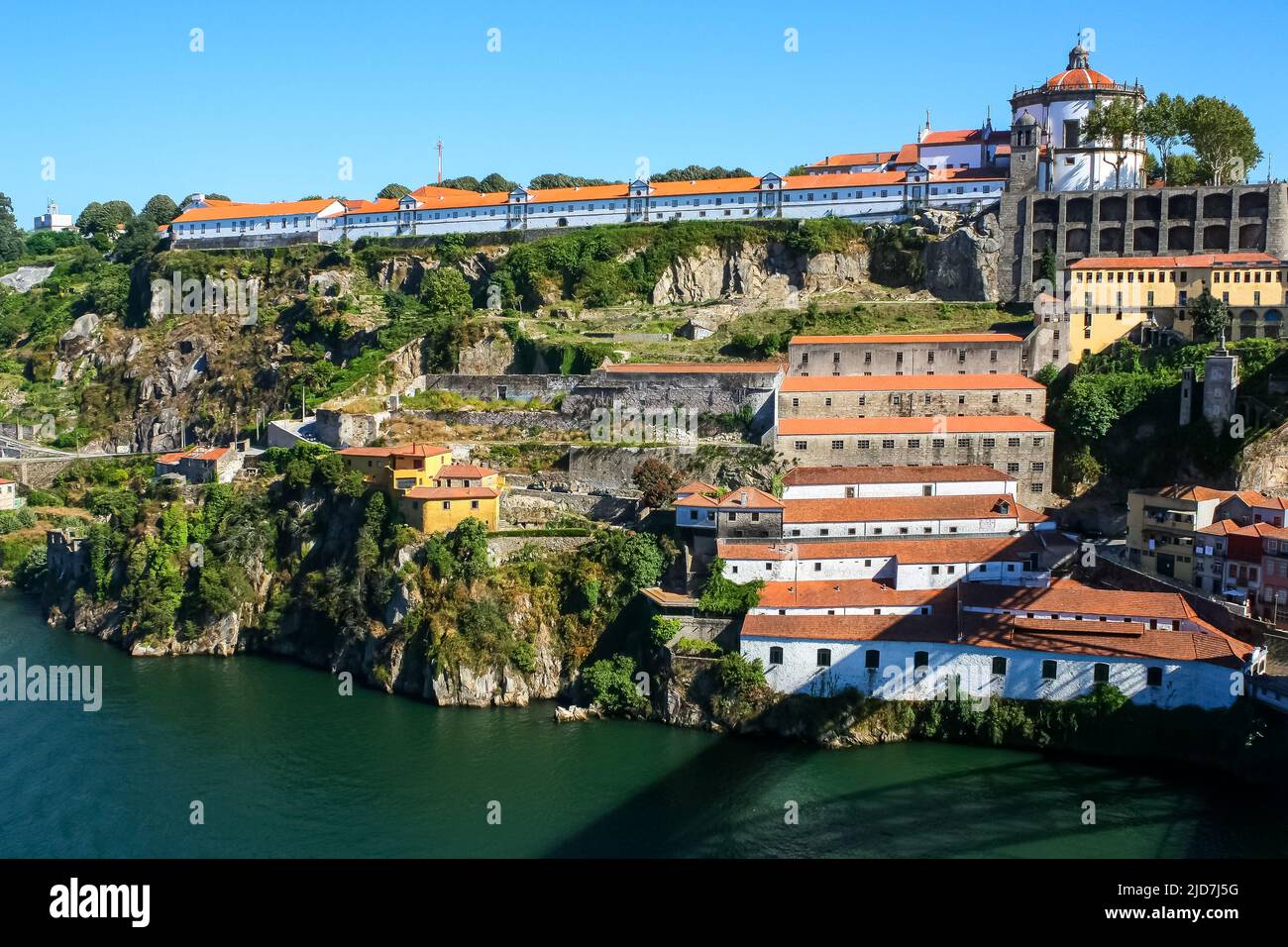 Cityscape of the city of Porto, Douro river with its old boat and its ...
