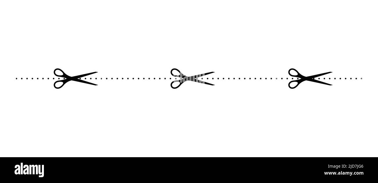 Scrissors cut dotted line with dash border mark icon Stock Vector Image ...