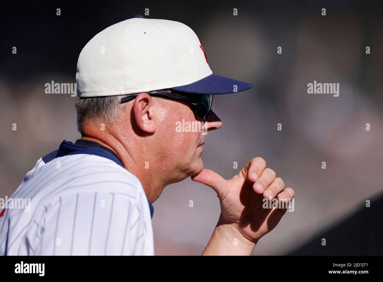 DETROIT, MI - JUNE 18: Detroit Tigers manager A.J. Hinch (14) looks on ...