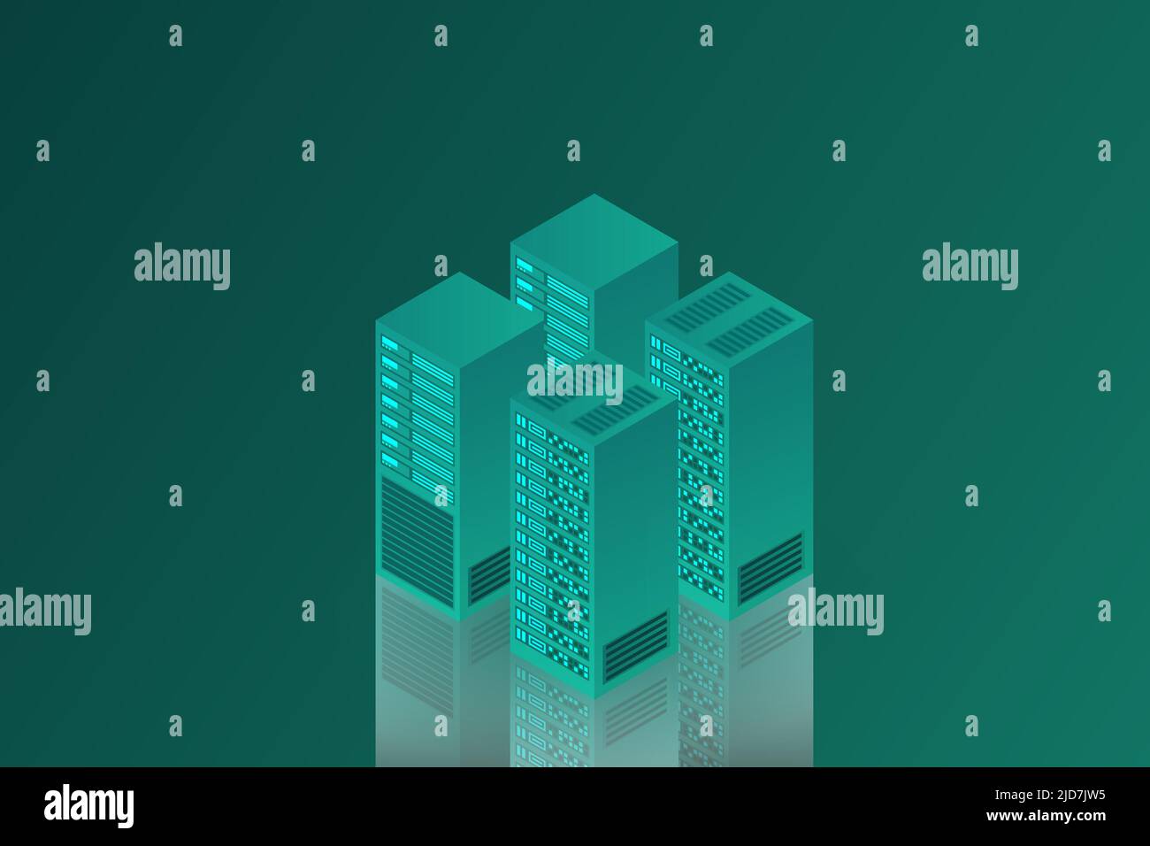 Server room isometric, Cloud storage data, Data center, Big data processing and computing ...