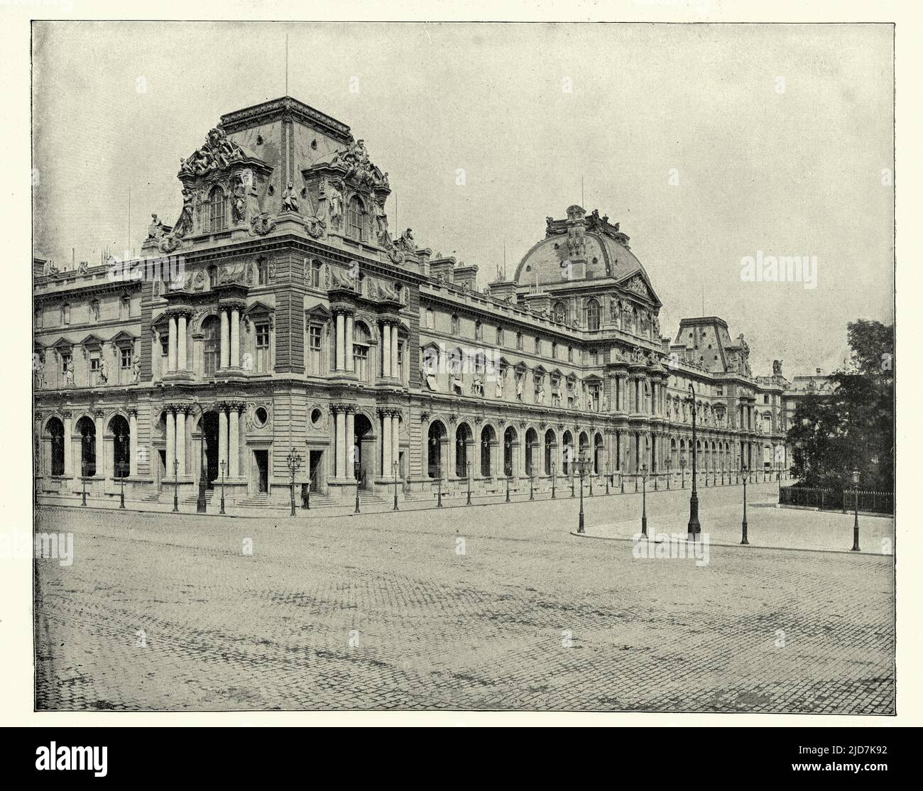 Vintage illustration after a photograph of the Louvre, Paris, 1890s ...