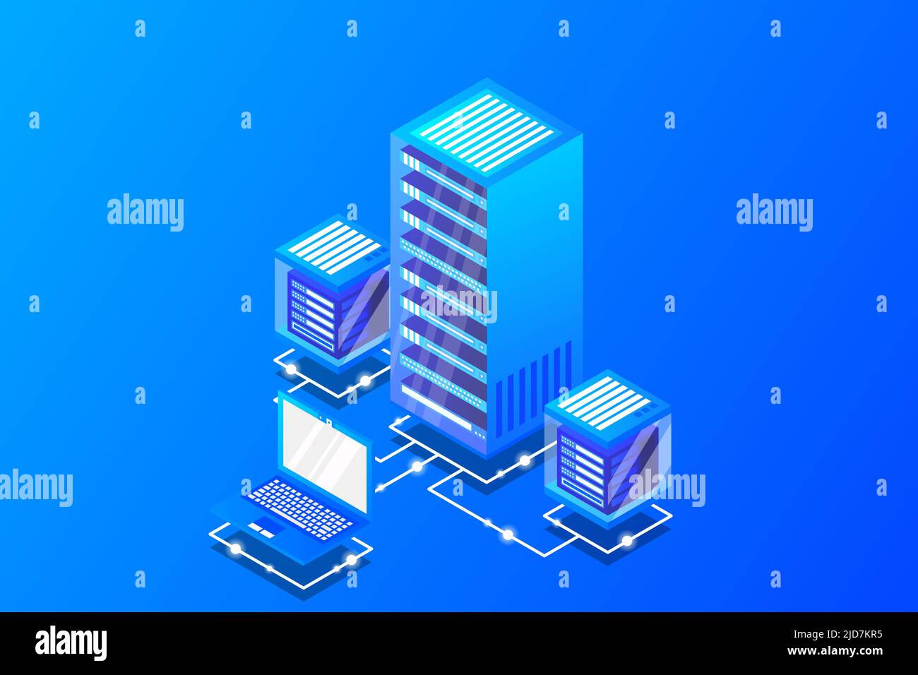 Server room isometric, Cloud storage data, Data center, Big data processing and computing ...