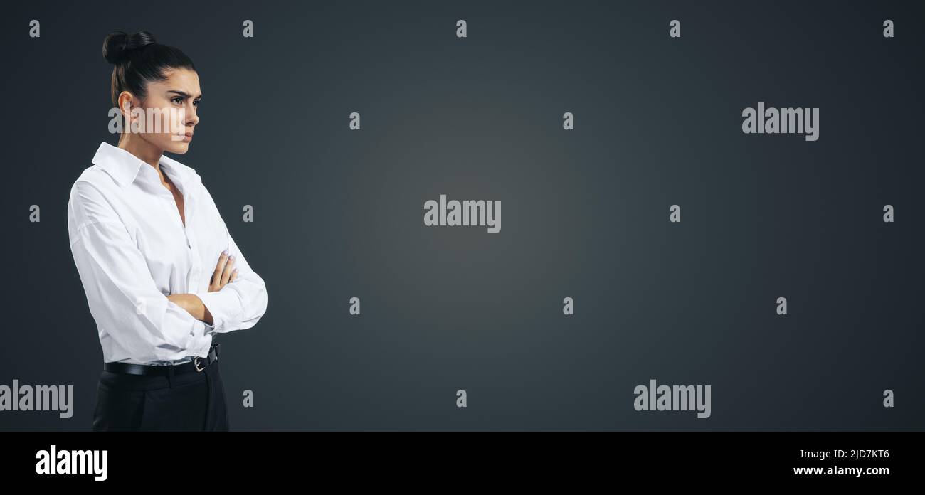 Resentment and unpleasant emotions concept with stressed young woman in ...