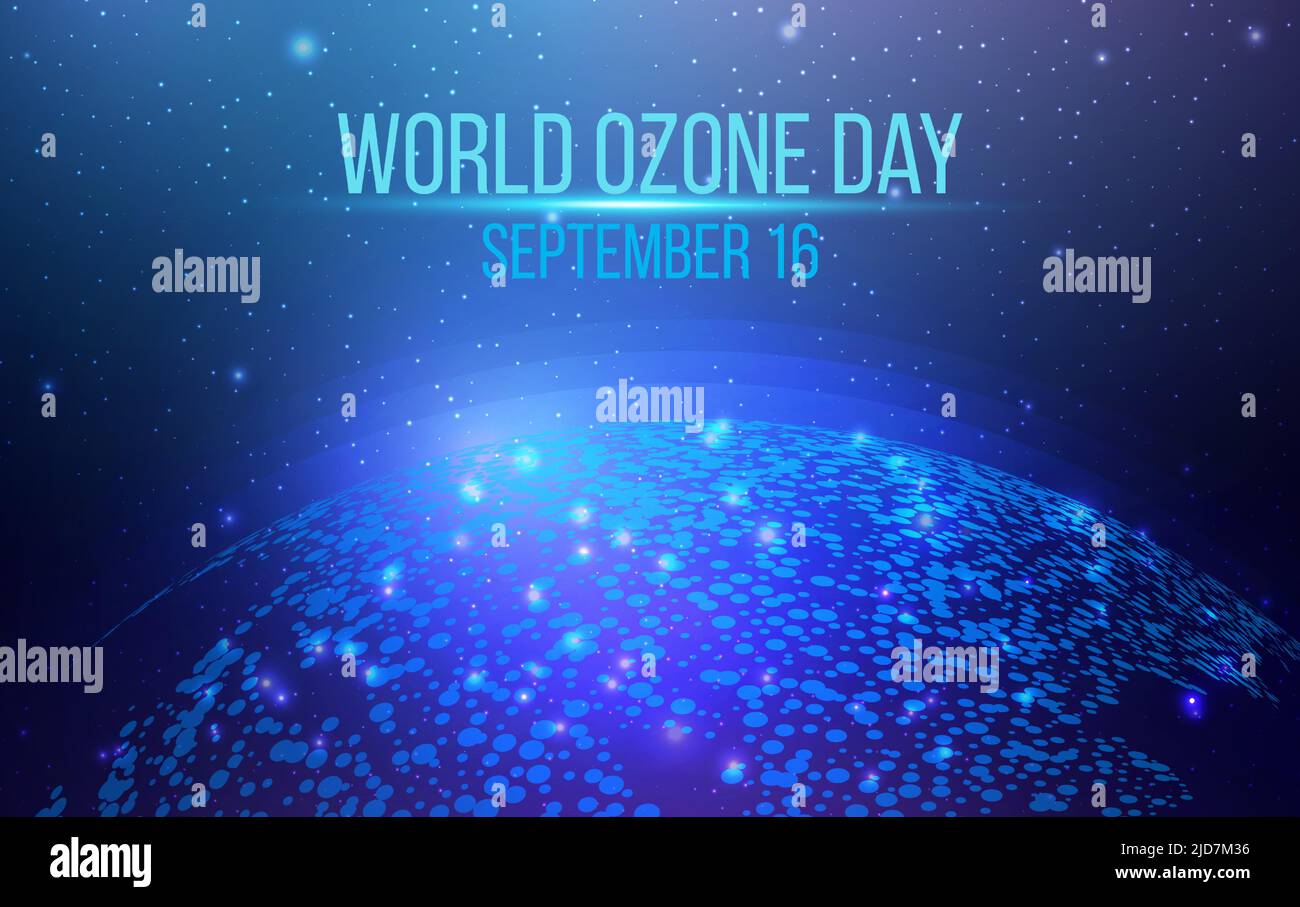World ozone day banner. Futuristic map of the planet. World map ...