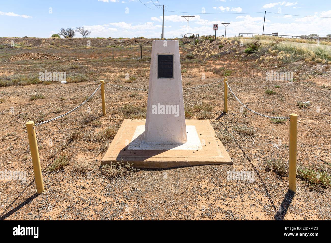 The border marker between New South Wales and South Australia next to ...