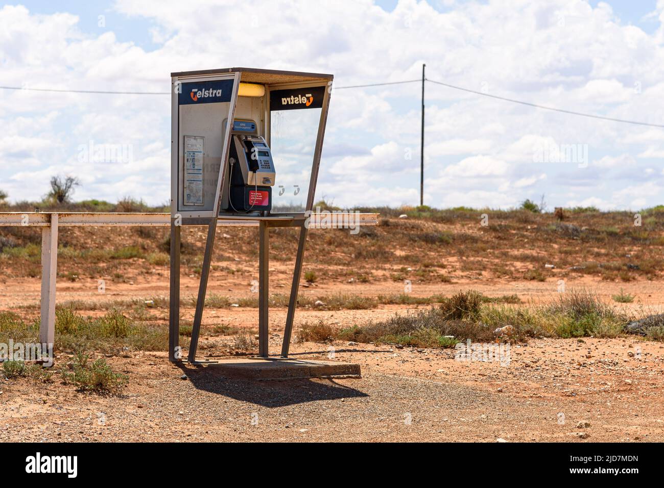 A Telstra payphone in the Outback along the Barrier Highway by the ...