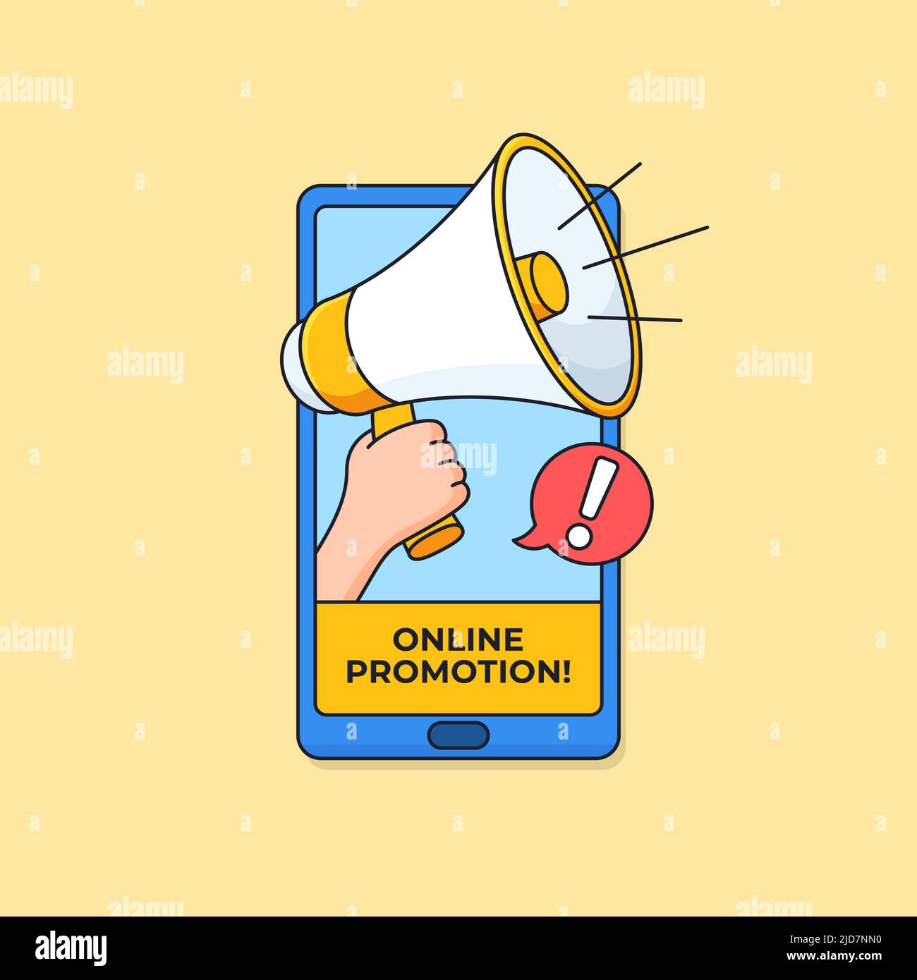 megaphone on smartphone screen vector illustration for social media ...