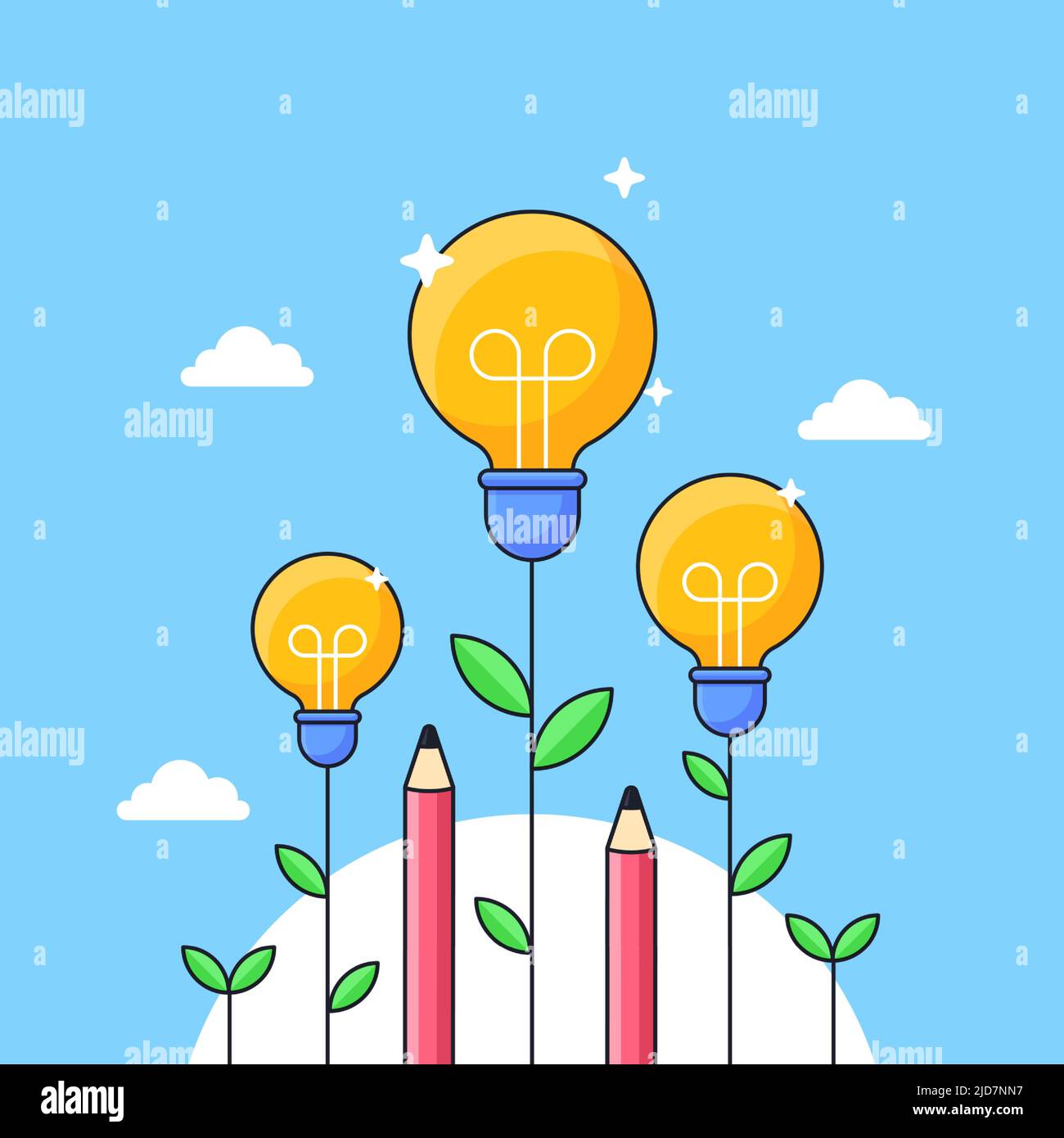 light bulb plant growing high with pencil for smart high education and ...