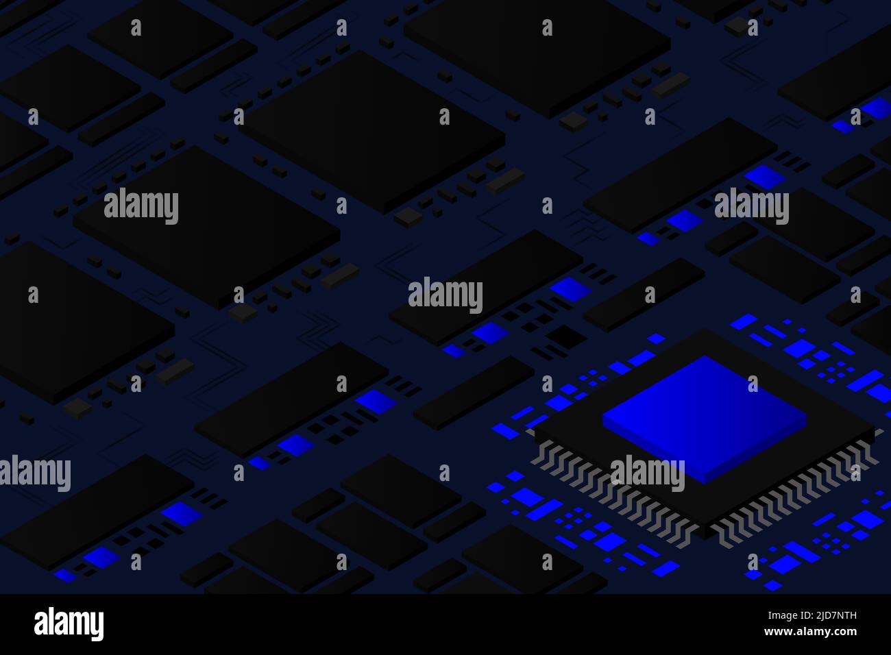 Artificial intelligence micro chip illustration. Quantum computing. PC ...