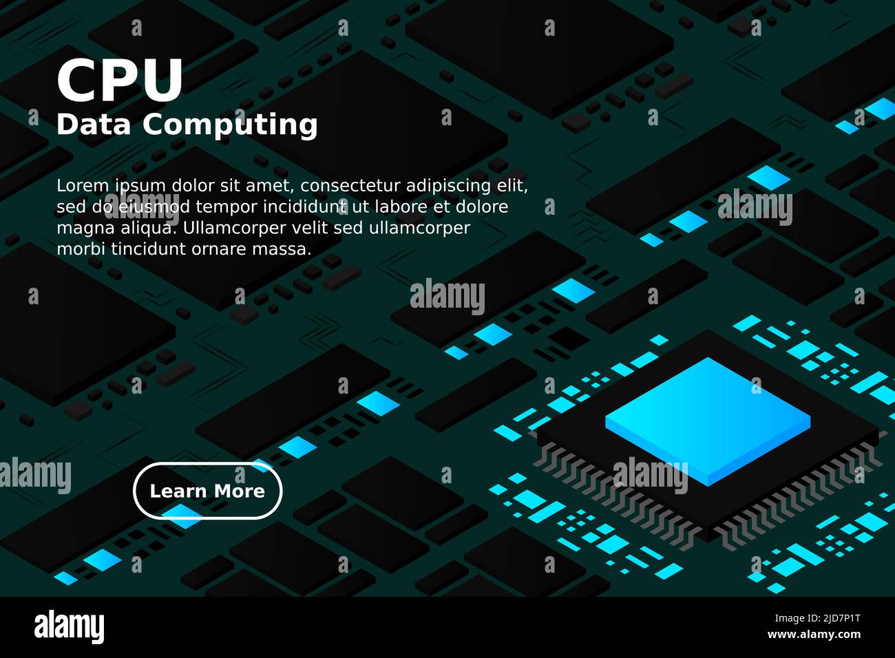 Artificial intelligence micro chip illustration. Quantum computing. PC ...