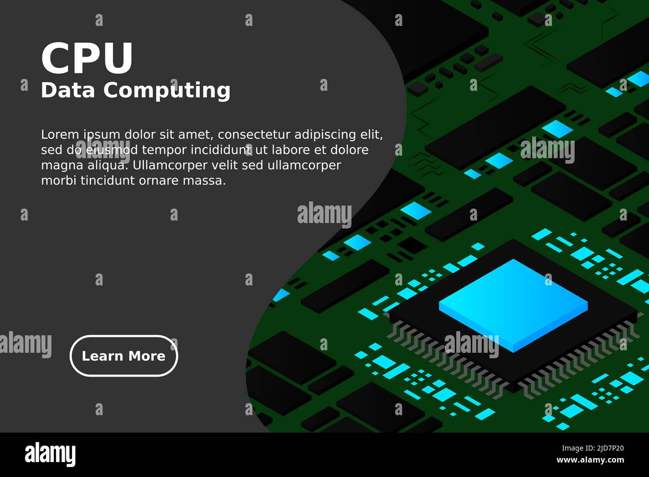 Artificial intelligence micro chip illustration. Quantum computing. PC mainboard illustration ...