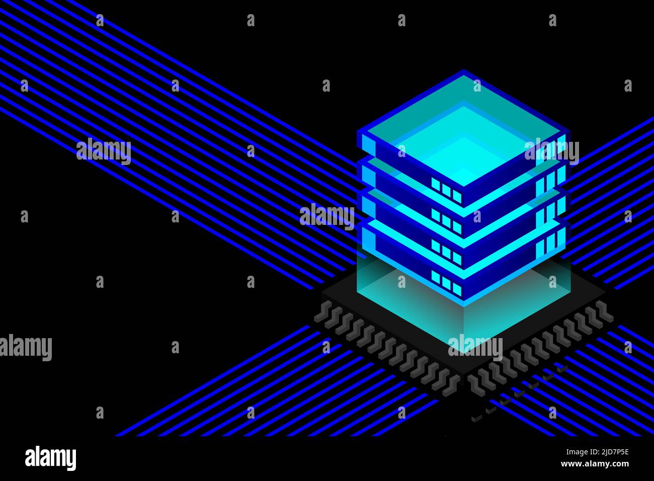 Artificial intelligence micro chip illustration. Quantum computing. PC ...