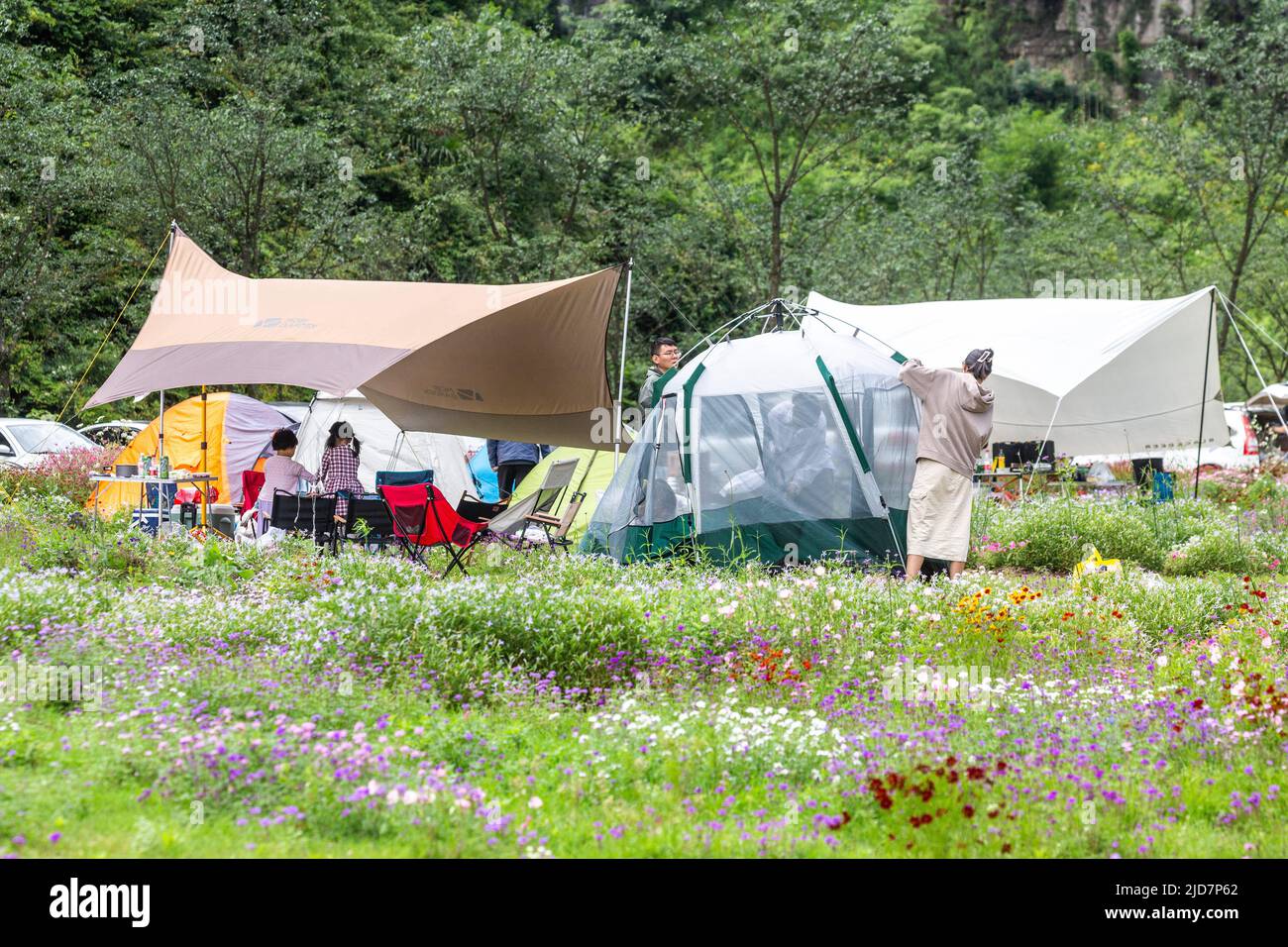 CHONGQING, CHINA - JUNE 18, 2022 - Campers camp at Wanwanshutai Huahai ...