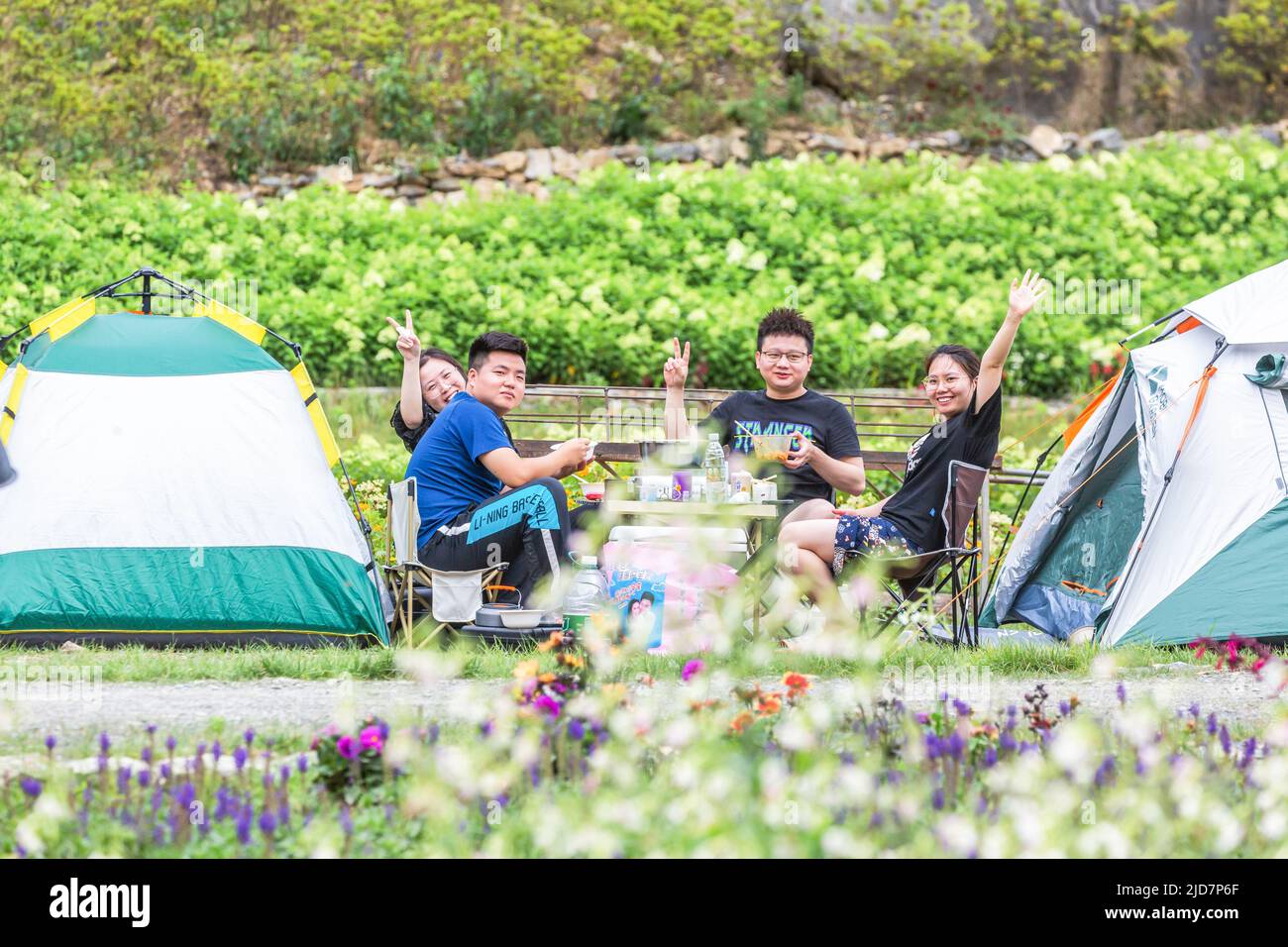 CHONGQING, CHINA - JUNE 18, 2022 - Campers camp at Wanwanshutai Huahai ...